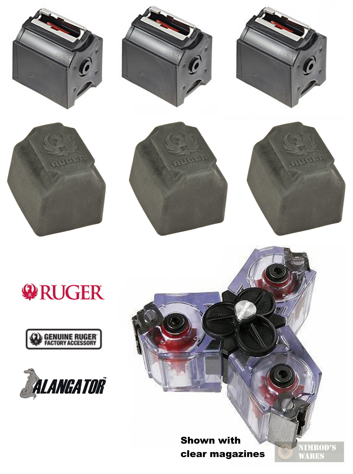 Ruger 10/22 BX-1 .22LR 10-Round MAGAZINES + DUST COVERS 3-Pk ...