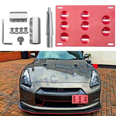 For Nissan 370Z GTR Juke Red License Plate Front Bumper Tow Hook Mount ...