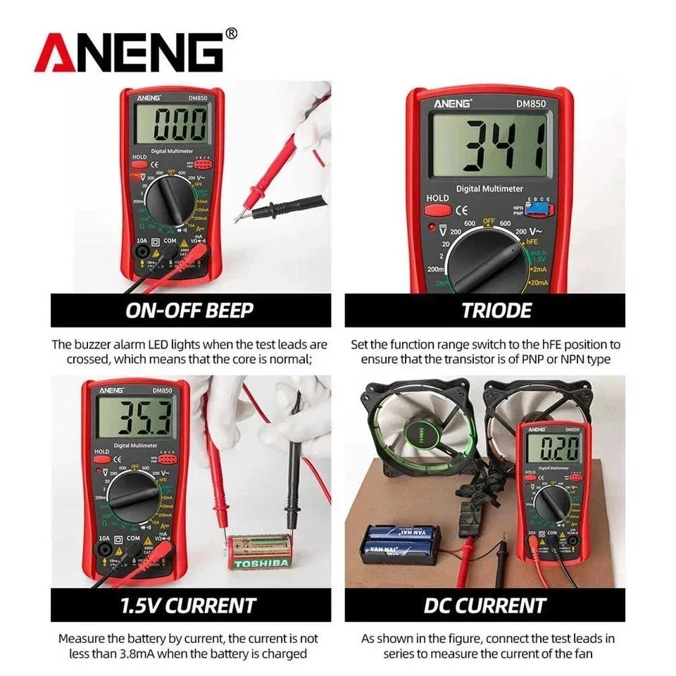 Professional Digital Multimeter Voltmeter Ohmmeter Ammeter Multi Tester ...