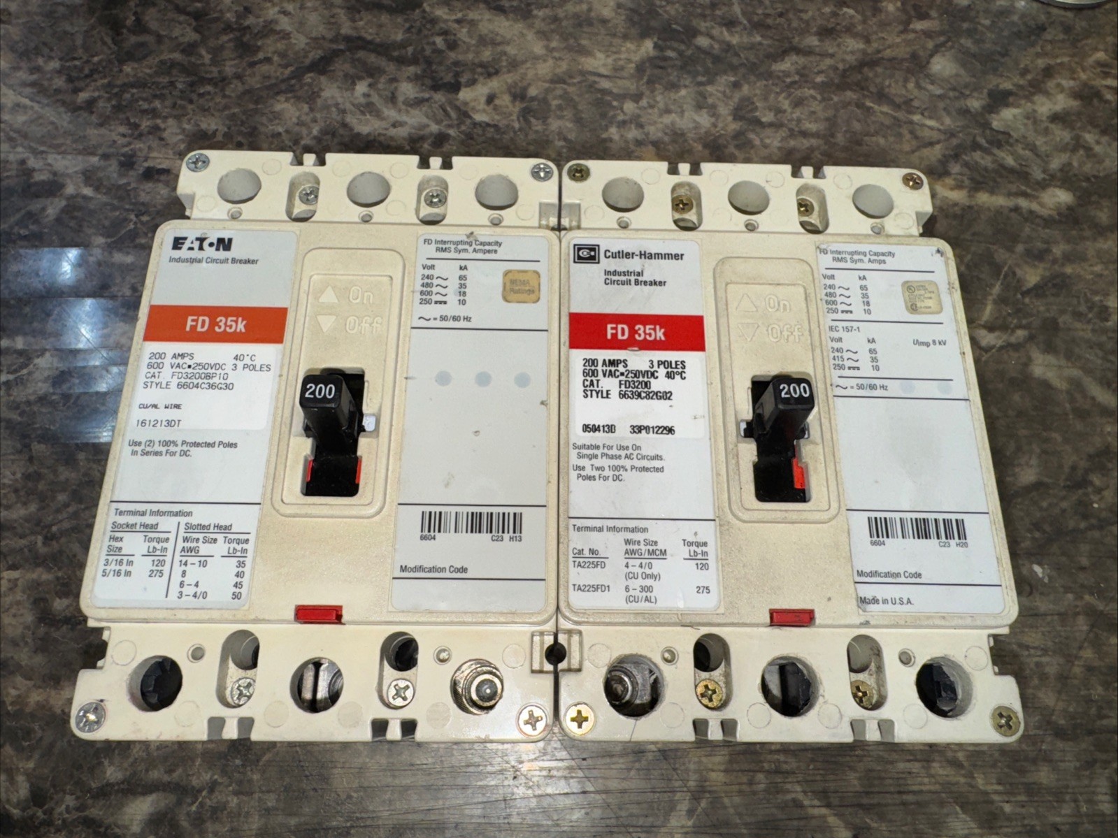 EATON Cutler Hammer FD3200 3 POLE FD 35k 200 amp 65k G3D | eBay