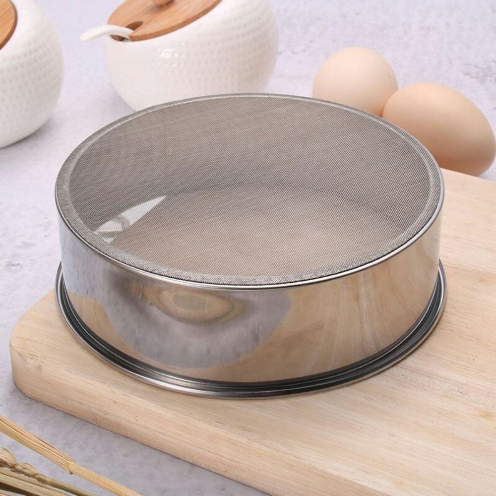 Round Kitchen Mesh Flour Sifter Stainless Steel Strainer Sifters | eBay