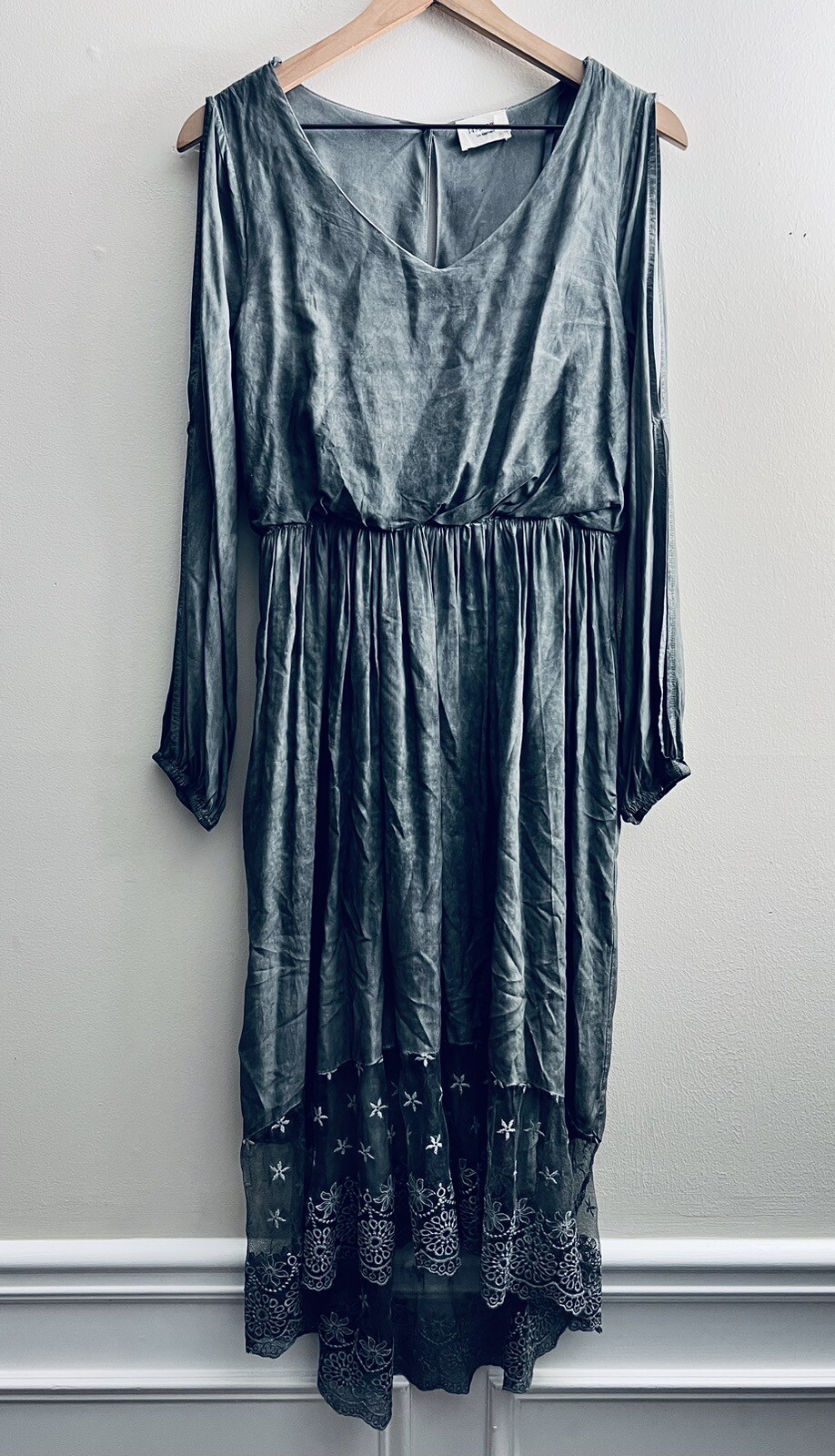 143 Story washed grey lace long sleeve Victorian witc… - Gem