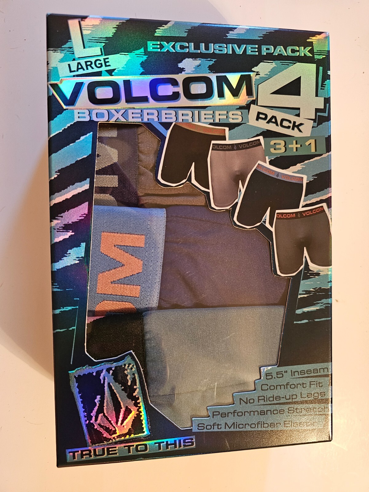 Volcom 4-Pack Men's Microfiber Boxer Briefs (L) 36-38 Black/Gray/Blue/Green NEW | eBay