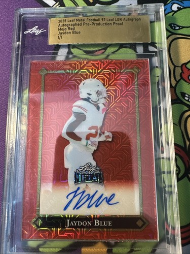 Jaydon Blue 2025 Leaf Metal Football Top RC Auto 1/1 Red Mojo- Cowboys ...