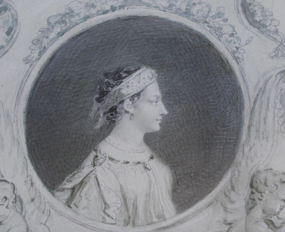 Auguste Hervieu Original drawing for Petrarch by Laura de Noves 19th ...