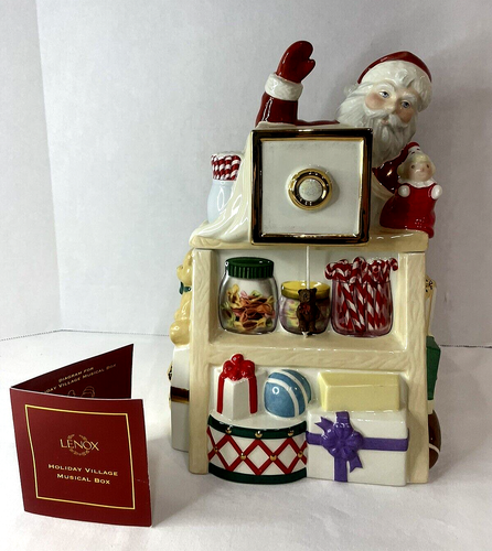 Lenox 2001 Christmas Holiday Village Santa Candy Shop Cookie Jar Music ...