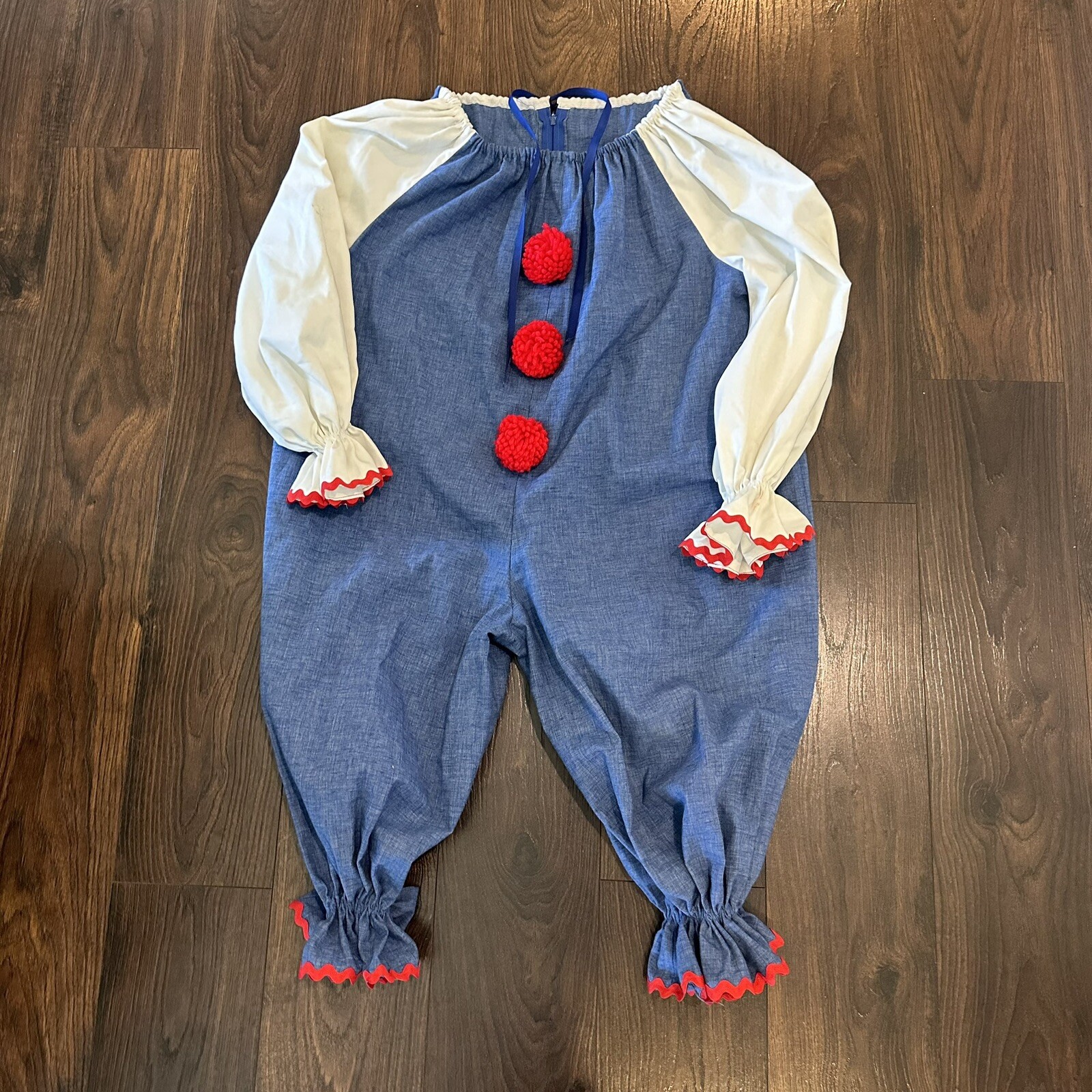 Vintage 1950s Clown Costume Jumpsuit Halloween Kids M - Gem