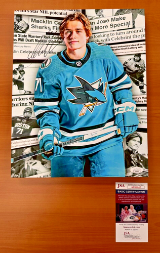 Macklin Celebrini San Jose Sharks Autographed Signed 11x14 Canvas Print ...