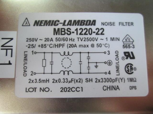 LOT OF 4 Nemic Lambda MBS-1220-22 Noise Filter 250V 20A 50/60Hz | eBay