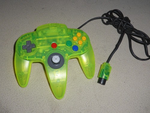 NINTENDO 64 N64 OFFICIAL EXTREME NEON GREEN TRANSLUCENT GAME CONTROLLER ...