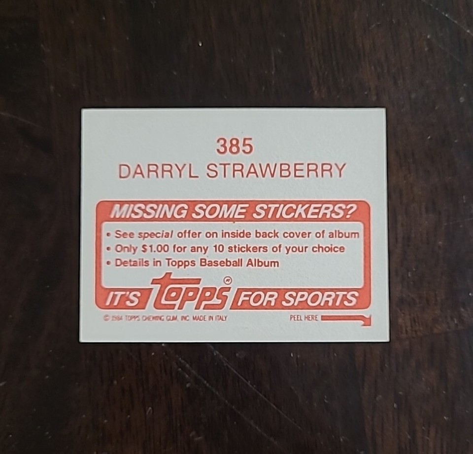 1984 Topps Album Stickers Darryl Strawberry RC #29 New York Mets Rookie ...