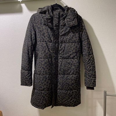 HYSTERIC GLAMOUR Leopard Print Down Jacket with Removable Hood, Khaki ...