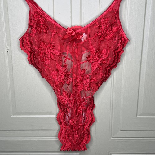 Vintage Victorias Secret Gold Label Red Lace Teddy Small Bodysuit ...