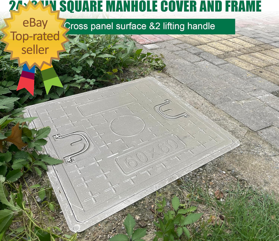 Solid Manhole Cover and Frame 24X24In Square Fiberglass Septic Tank ...