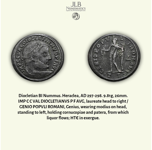 Ancient Rome, Diocletian BI Nummus. Heraclea, AD 297-298. Genius | eBay