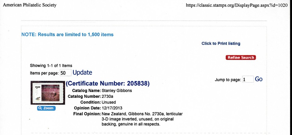 New Zealand 2730a (2004) $2 OLYMPIC Stamp - INVERTED CENTER w/Cert ...