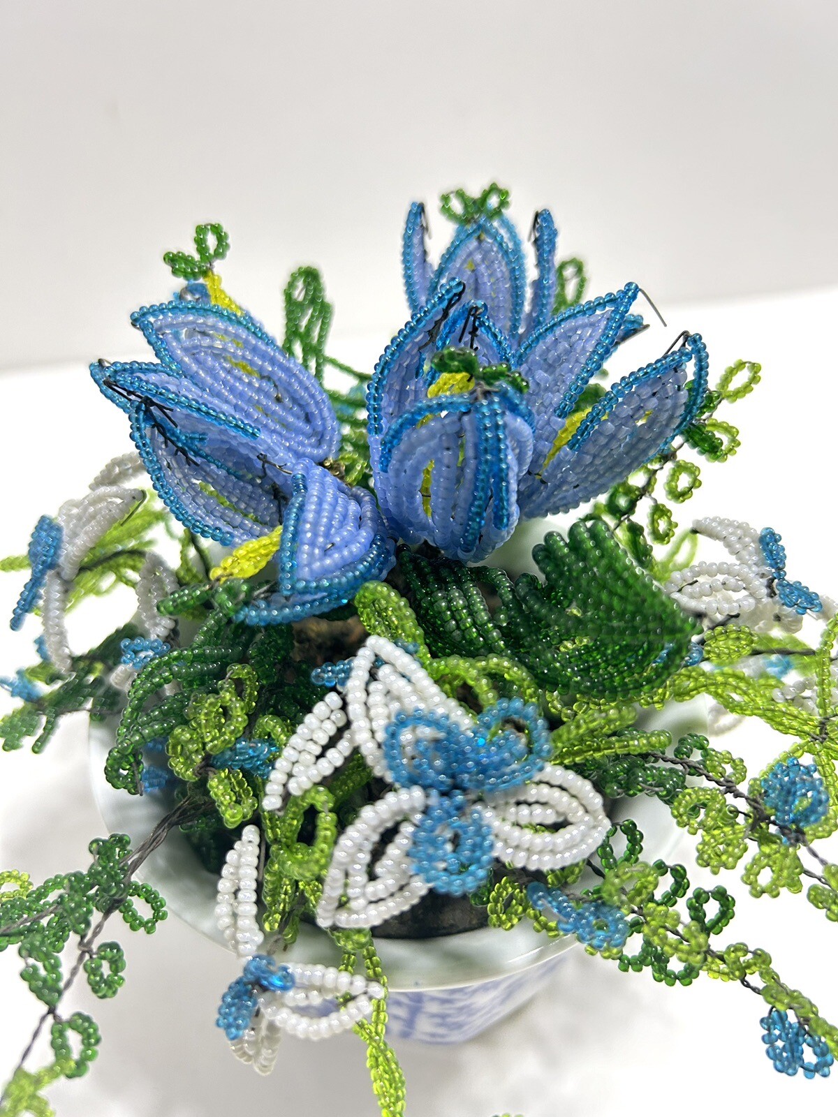 Vintage Beaded Flowers French Seed Bead Arrangement Multi Flower Stems ...