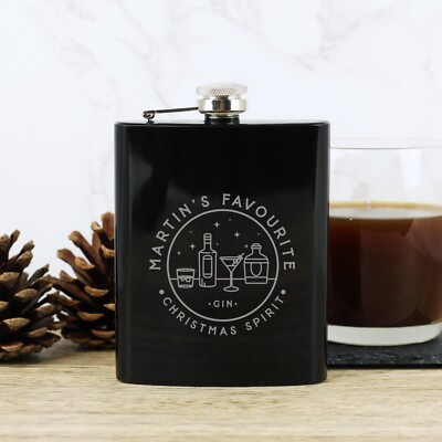 Personalised Christmas Hip Flask 200ml Favourite Christmas Spirit ...