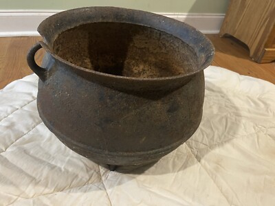 Antique Cast Iron Cauldron Pot Cowboy Campfire Kettle Flower Pot 1800s ...