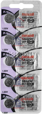 Maxell 357 SR44W V357 D357 SR44 28062 SR1154 Battery 0% MERCURY ( 5 PC ...