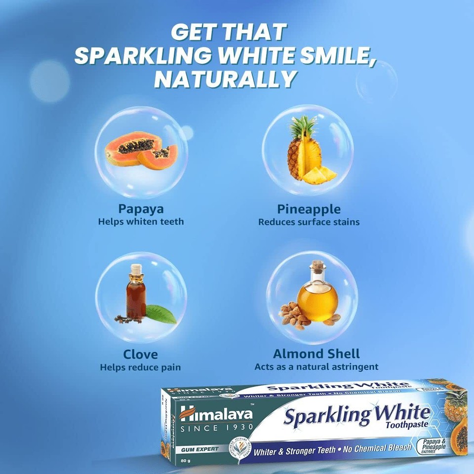Himalaya Sparkling White Toothpaste For Whiter And Stronger Teeth 150gm ...