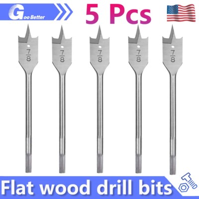 5 Pcs Spade Drill Bit Set Paddle Wood Boring Flat Woodworking 7/8" | eBay