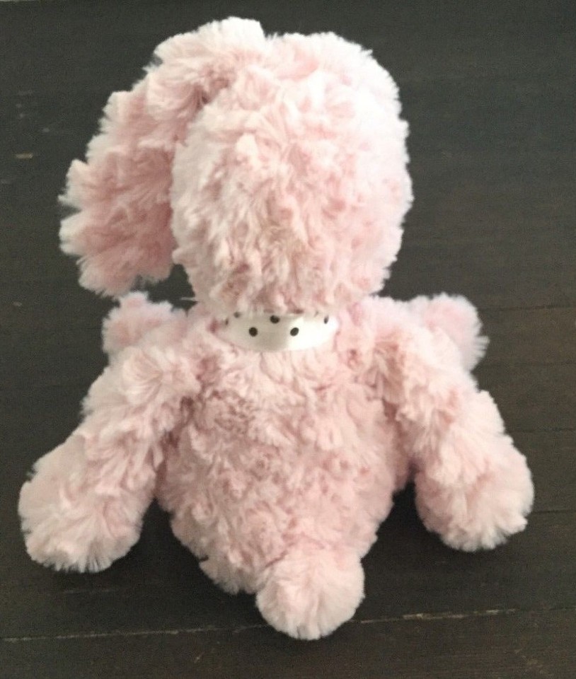 Pier 1 Imports Plush Bunny Rabbit Pink Cream Swirl Polka Dot Satin Bow ...