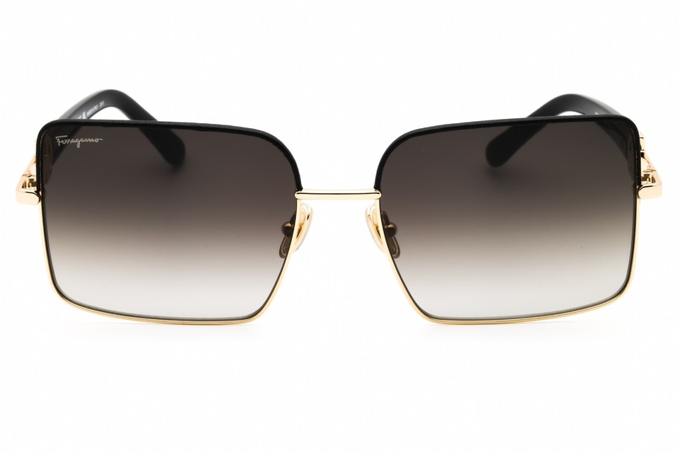 SALVATORE FERRAGAMO SF302SL 703 Sunglasses Gold Black Frame Grey ...