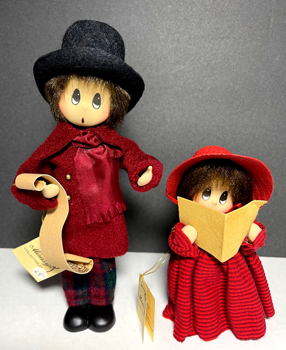 Vtg '90 Christmas Caroler Collectible Handcrafted Dolls Boy/ Girl Mimsy ...