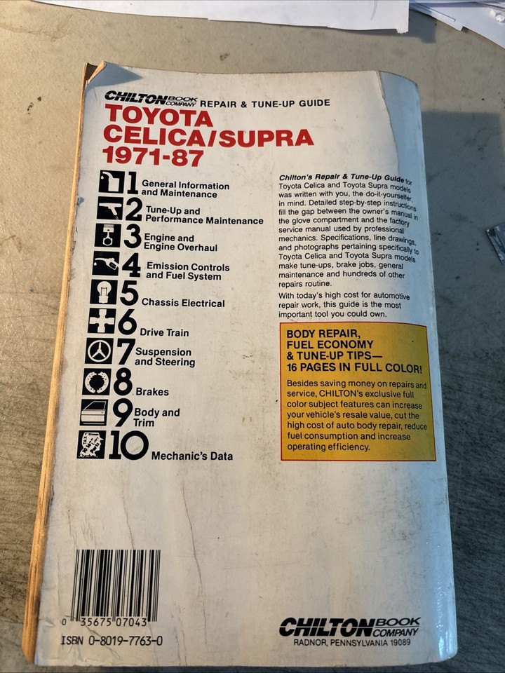 Chilton Toyota Celica Supra 1971-1987 Shop Repair Guide | eBay