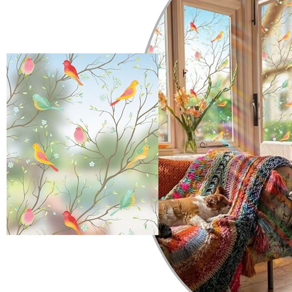 Home Improvement Bird Window Film Decorative Window Film 95% Opacity ...