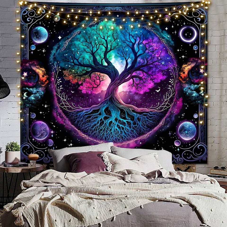 Moon Phase Tree of Life Tapestry Moon And Sun Boho Spiritual Aesthetic ...