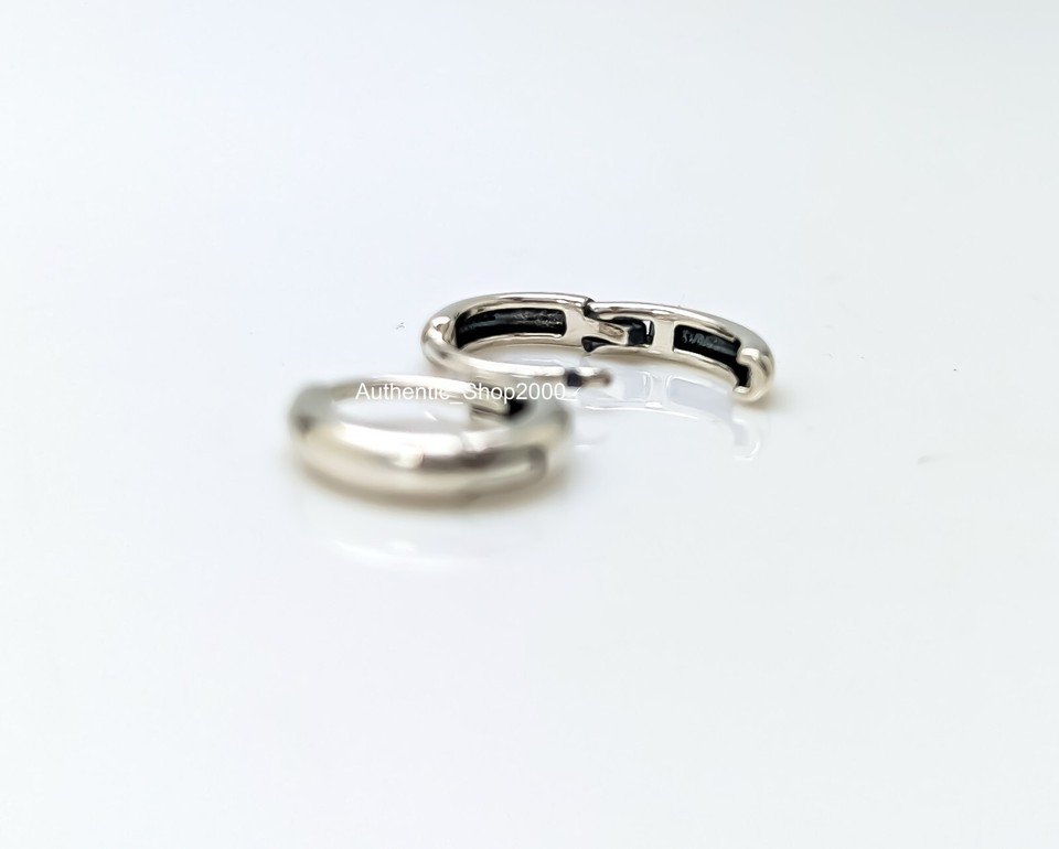 New 100% Authentic PANDORA 925 Silver Round Huggie Hoop Earrings ...