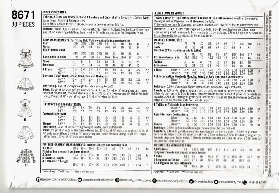 Simplicity 8671 Misses Cosplay School Girl Costumes Sewing Pattern ...