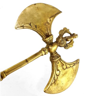Tibetan Brass Buddhist Ritual Double Axe Nepali Old Antique Finish ...