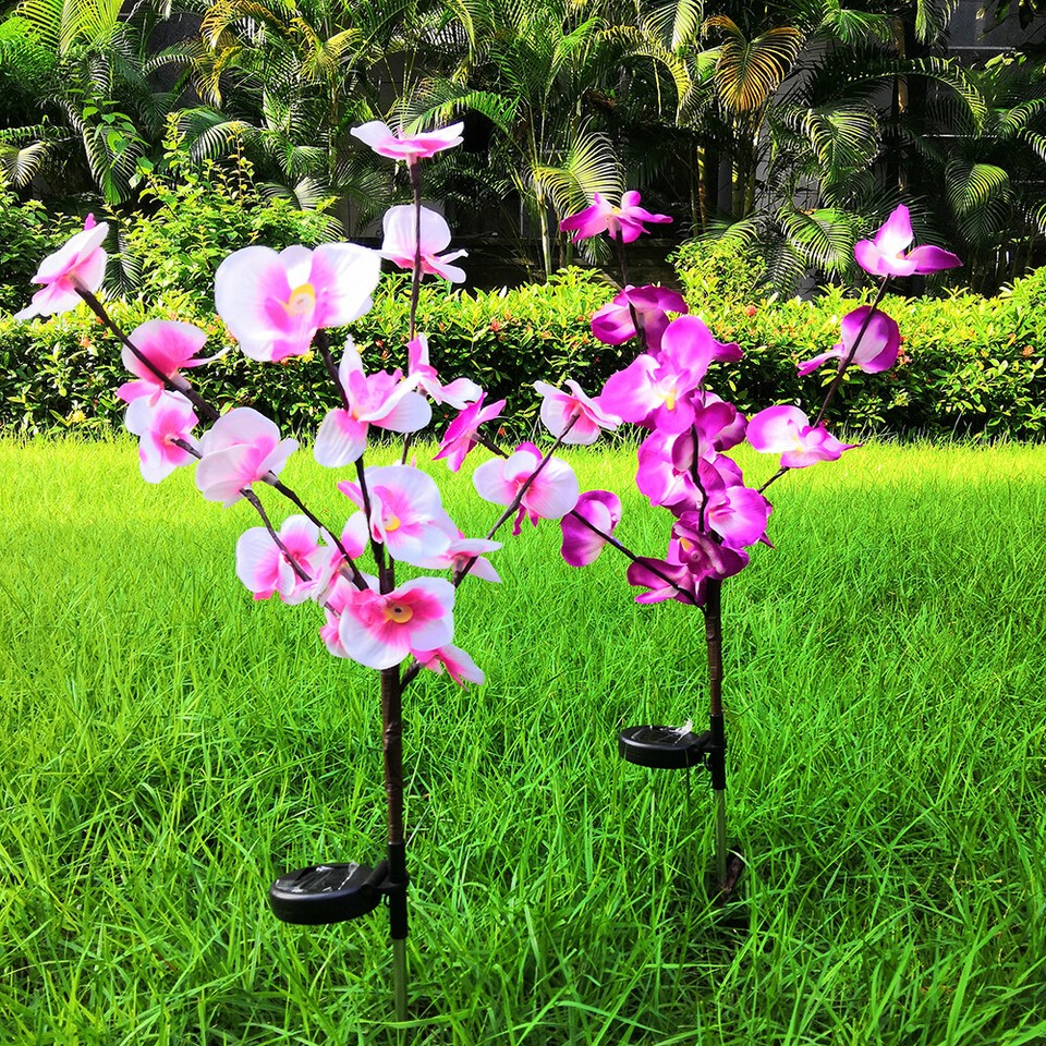 LED Solar Branch Flower Bloom Tree Stake Lights Outdoor Garden Patio ...