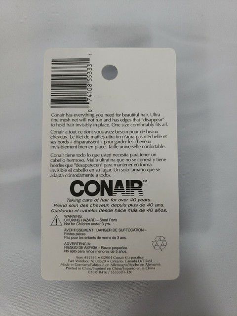 18pc Conair Grey Gray Ultra Fine Mesh Hair Nets 55333 One Size ...