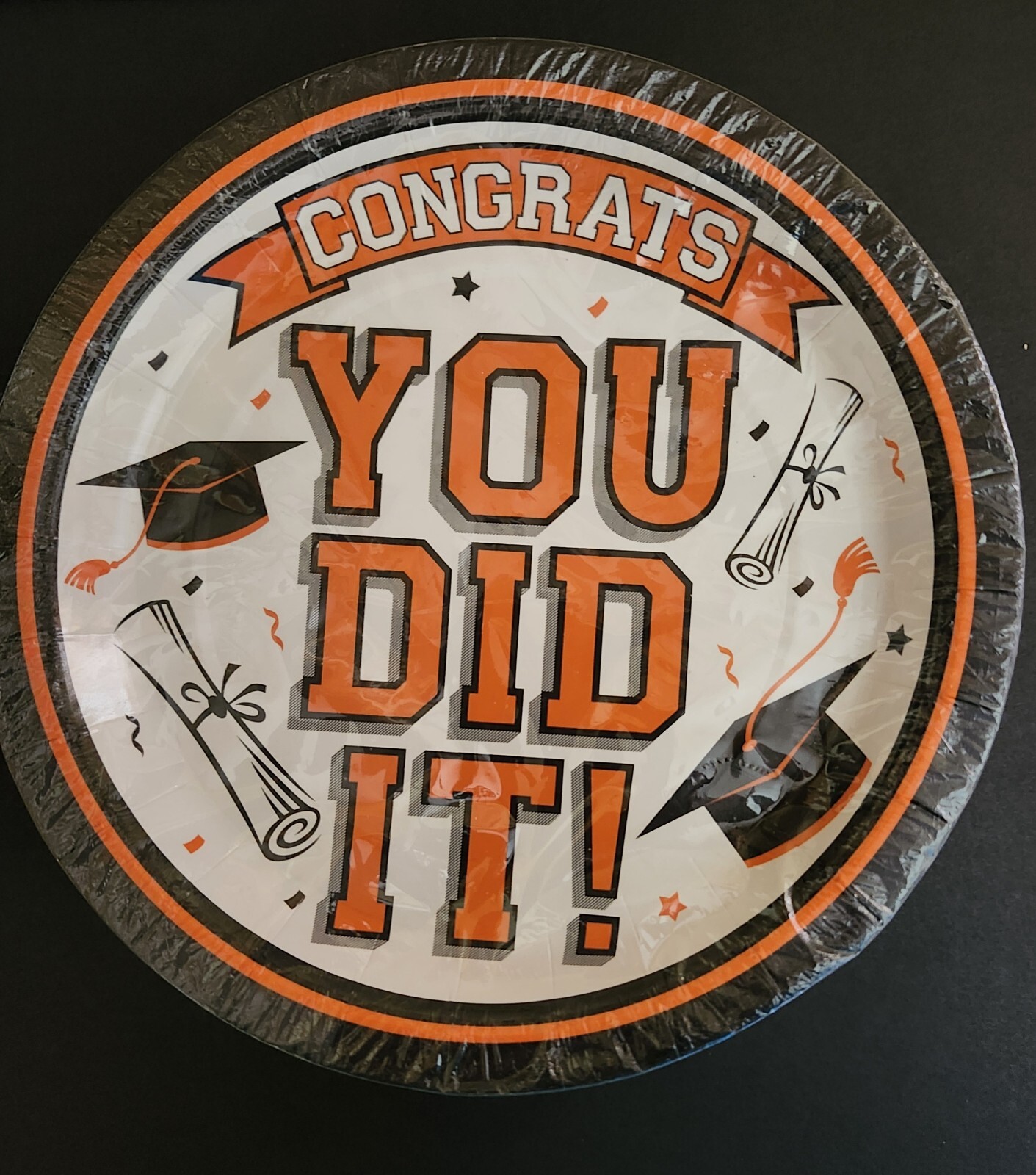FREE 50 Orange Congrats GRAD Congratulations Graduation Desert Plates ...