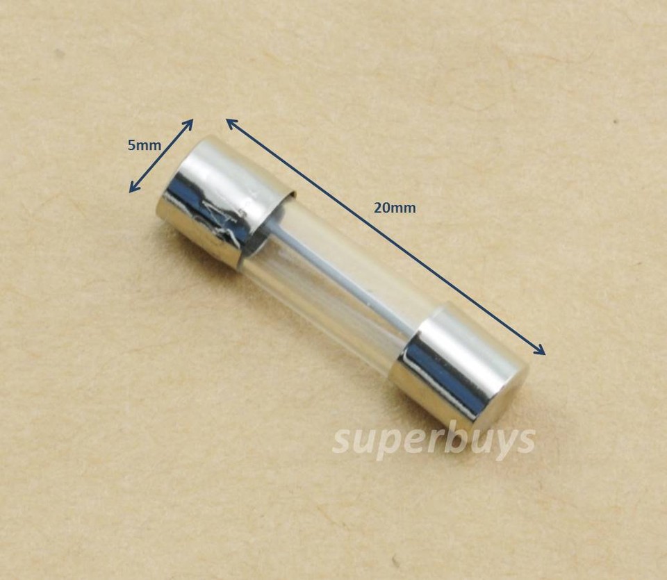 100pc 0.25A – 6A 5x 20mm Assorted Fast Quick Blow Glass Tube Fuse Fuses ...