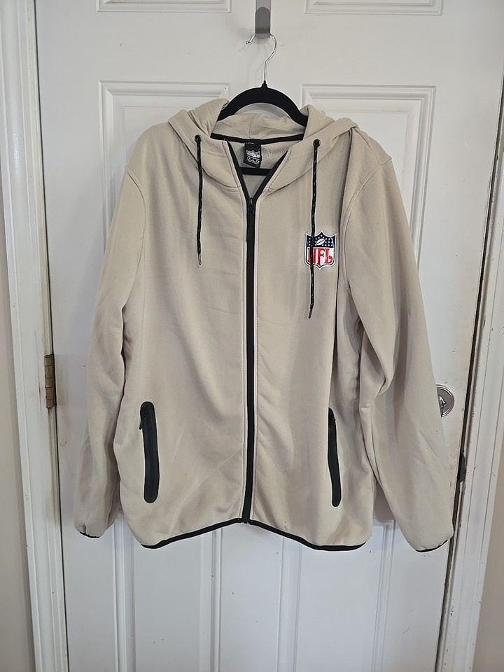 Men’s NFL Logo Full Zip Hooded Sweatshirt Tan Size Large NWOT | eBay