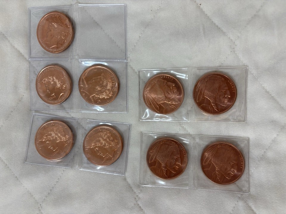 1 Oz Each, .999 Fine Copper Rounds: 5 Liberty Image, 4 Indian Image | eBay