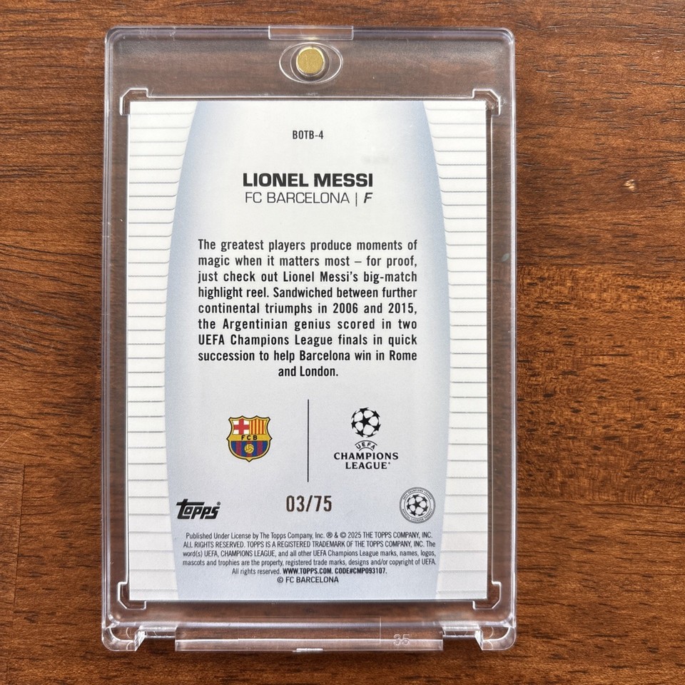 2024-25 Topps Uefa Club Competitions - Lionel Messi #BOTB-4 Icy Blue ...