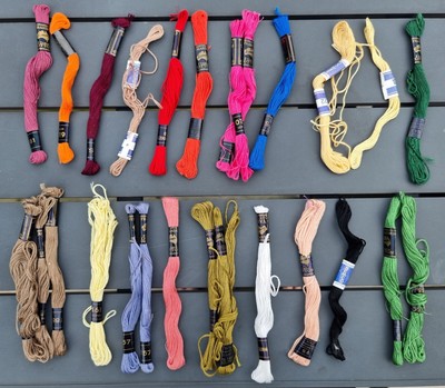 Embroidery Cottons ~ Peri-Lustre, DMC, Semco ~ 52 skeins of assorted ...