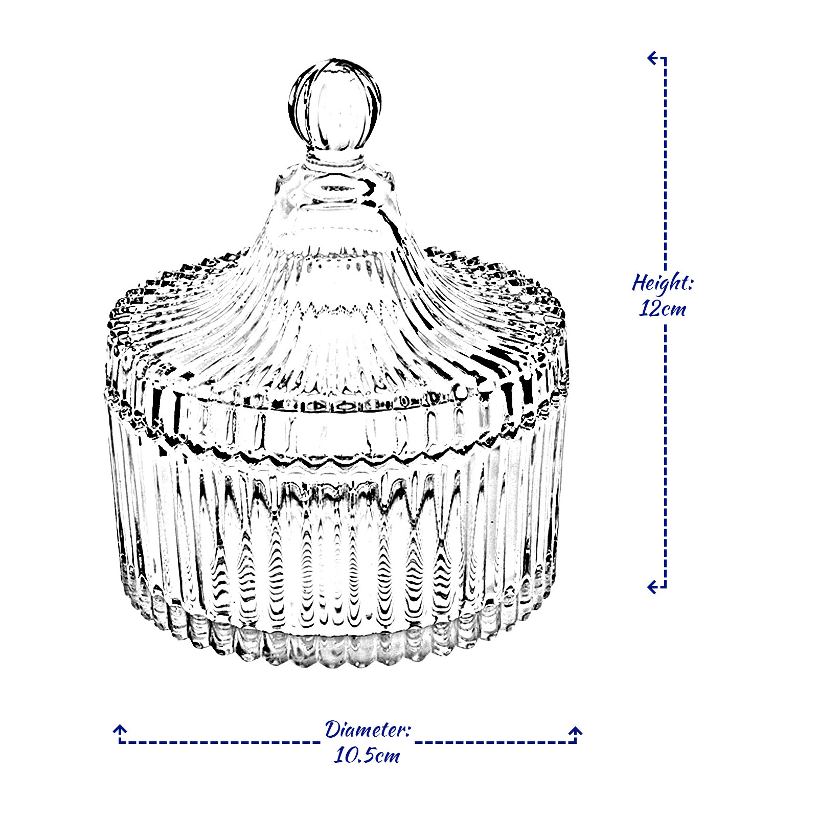 Glass Sweet Bowl Sugar Jar with Lid Round Candy Container Decorative ...
