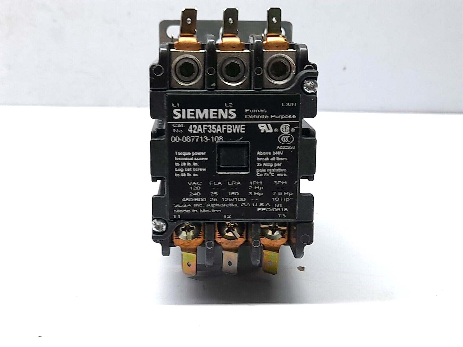 Siemens 42AF35AFBWE0 Furnas Contactor 110V50Hz 120V60Hz Hobart 00 ...