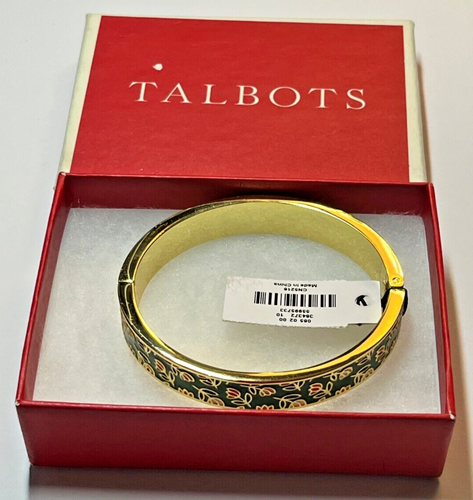 Talbot Green Floral Hinged Gold Tone Bangle Bracelet NWT | eBay