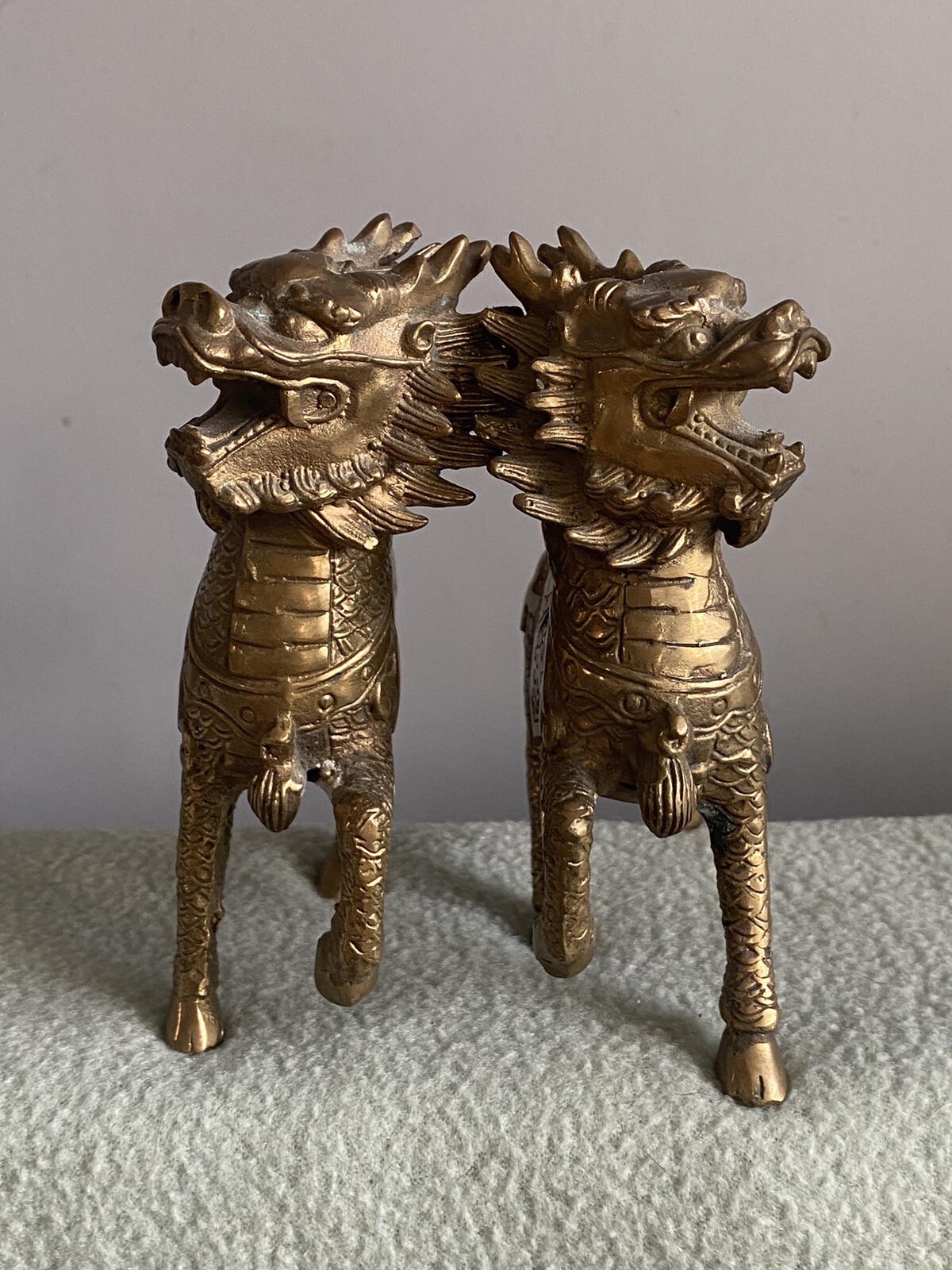 Oriental Asian Brass Foo Dragons Foo Dogs Pair | eBay UK