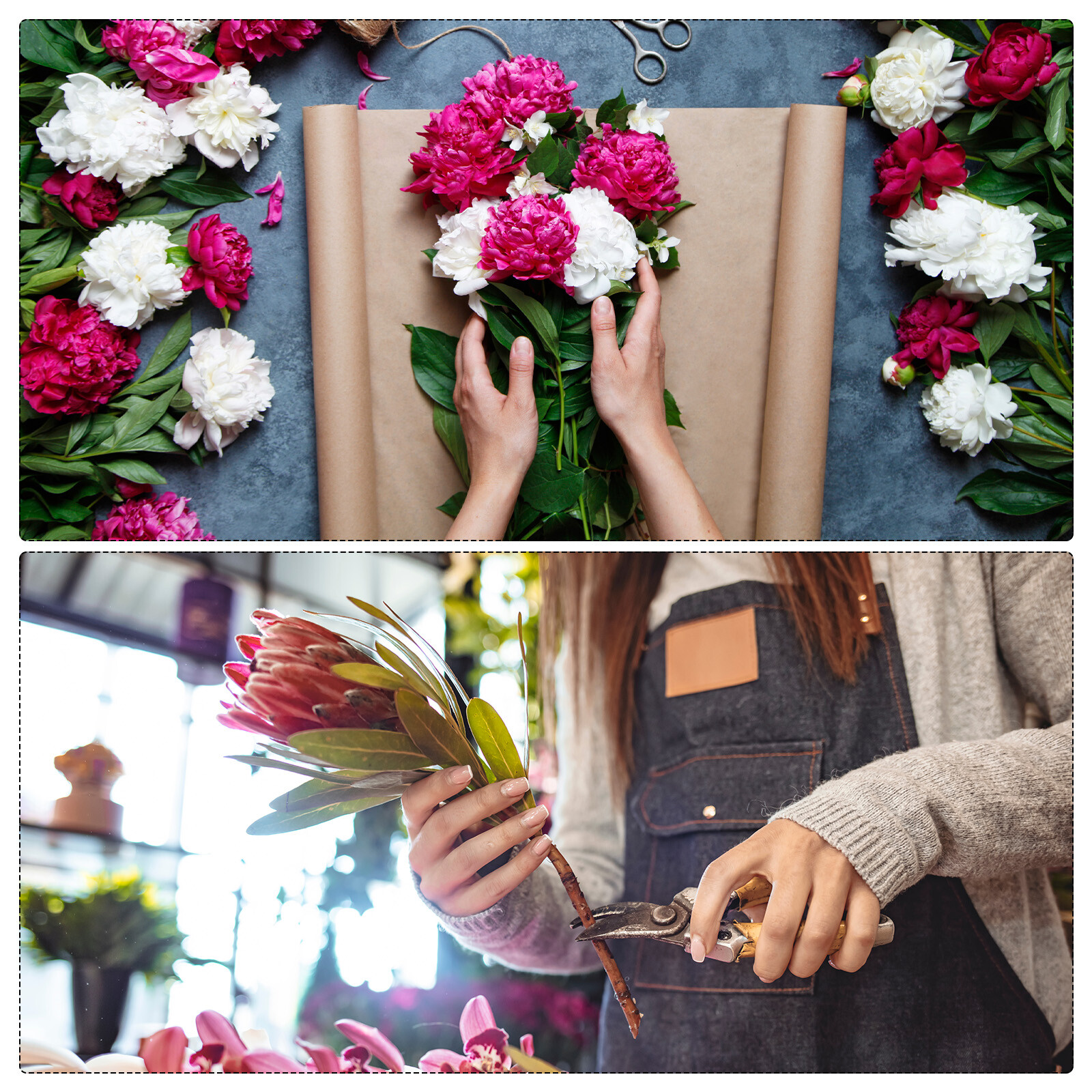 20Pcs Flower Wrapping Paper Waterproof Wrap Champagne & Matcha 22.8 x ...