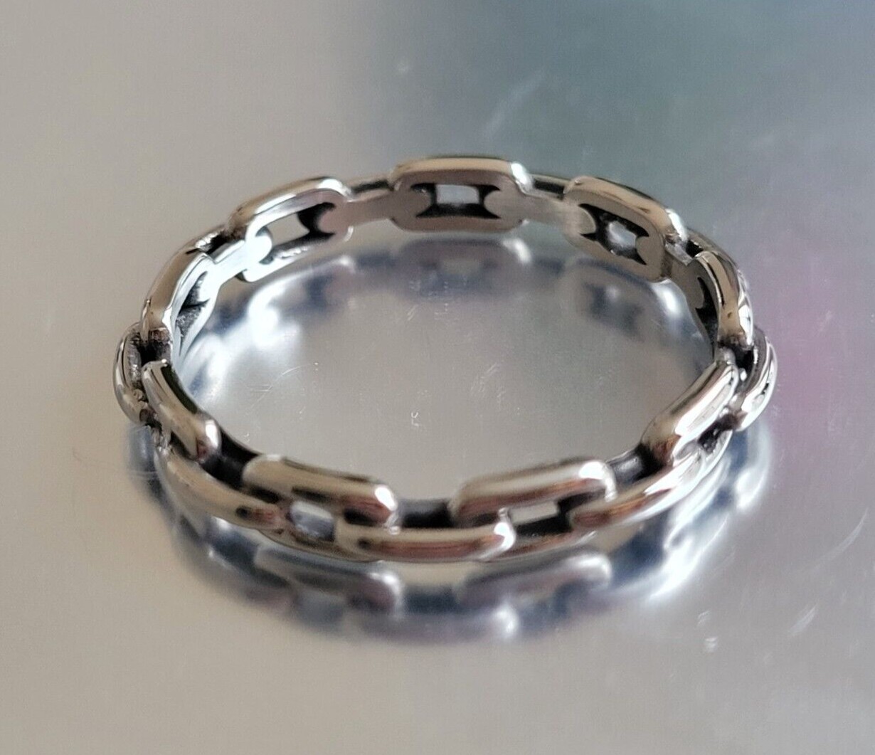 Stainless Steel Cable Link Ring - Silver Finish Stainless Steel Chain ...