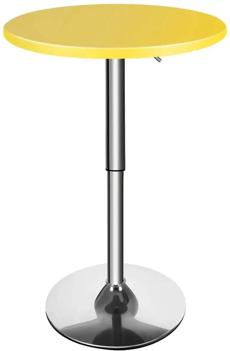 Yellow Adjustable Height Pub Bar Cocktail Table Wooden 360 Swivel Round ...